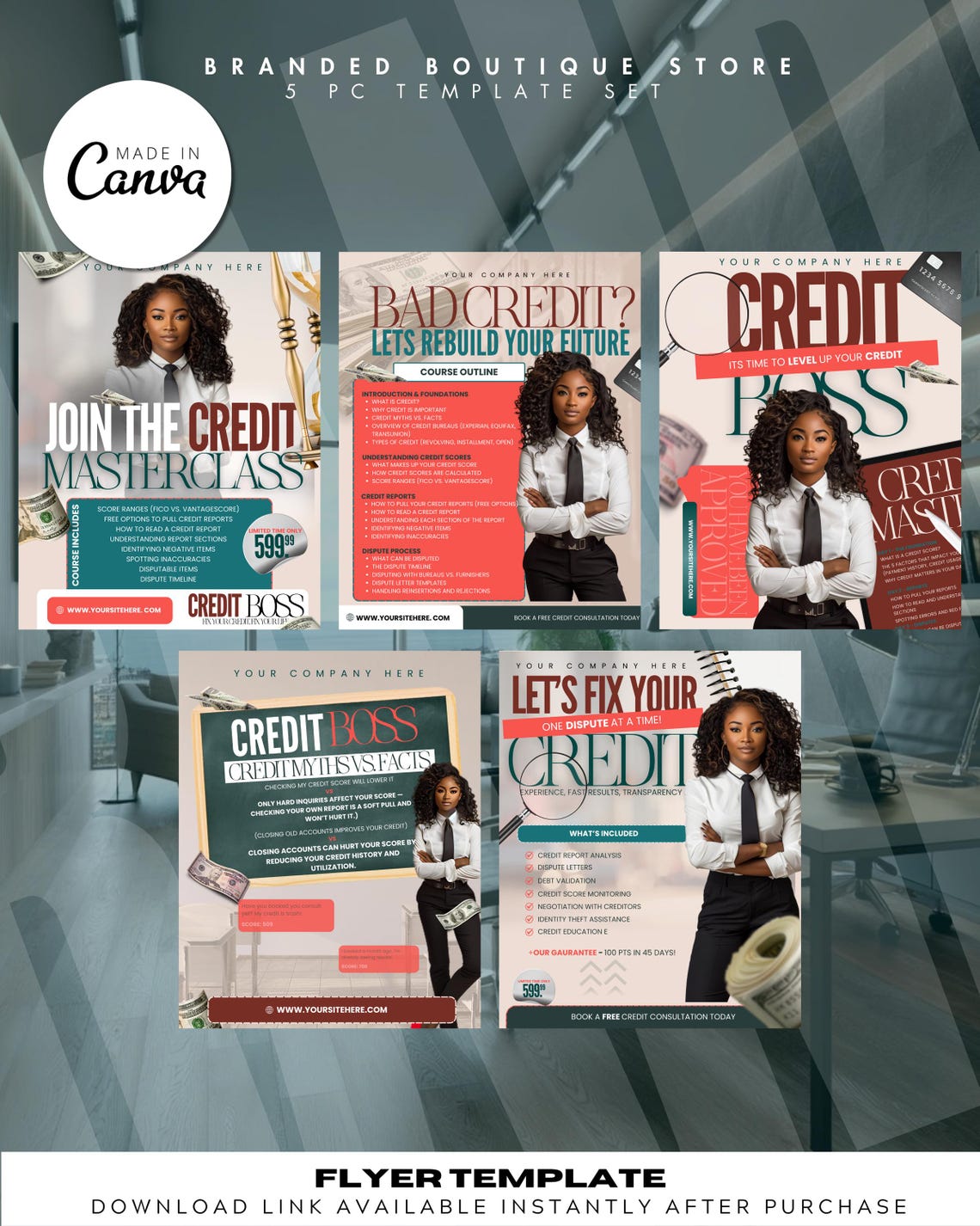 Credit Repair Flyer Bundle , DIY Flyer Template Design, Editable Flyer ...
