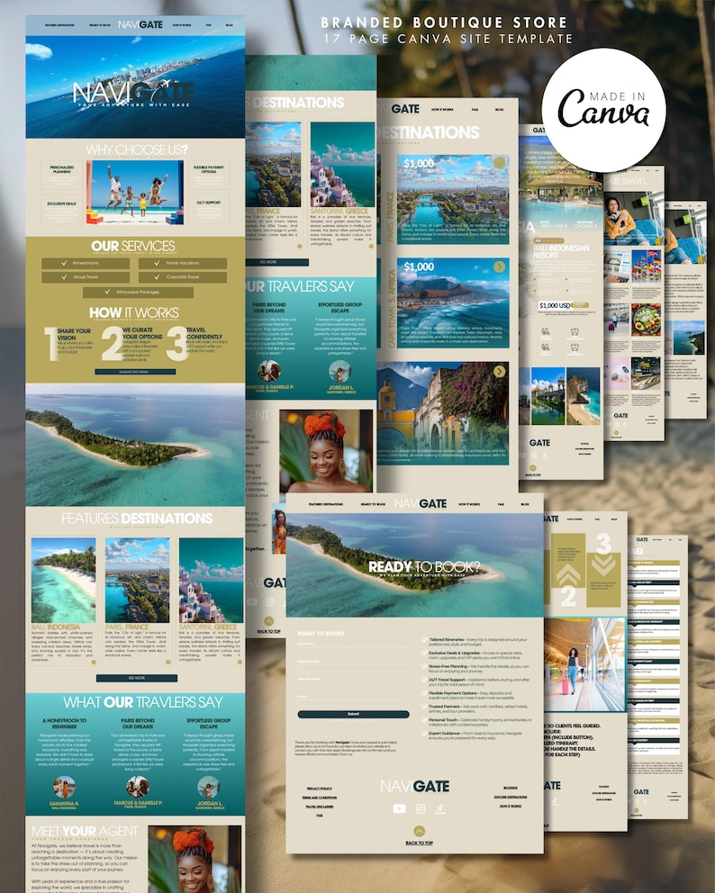 Travel Agent Canva Website Template, 17 Page Travel Agency Site ...
