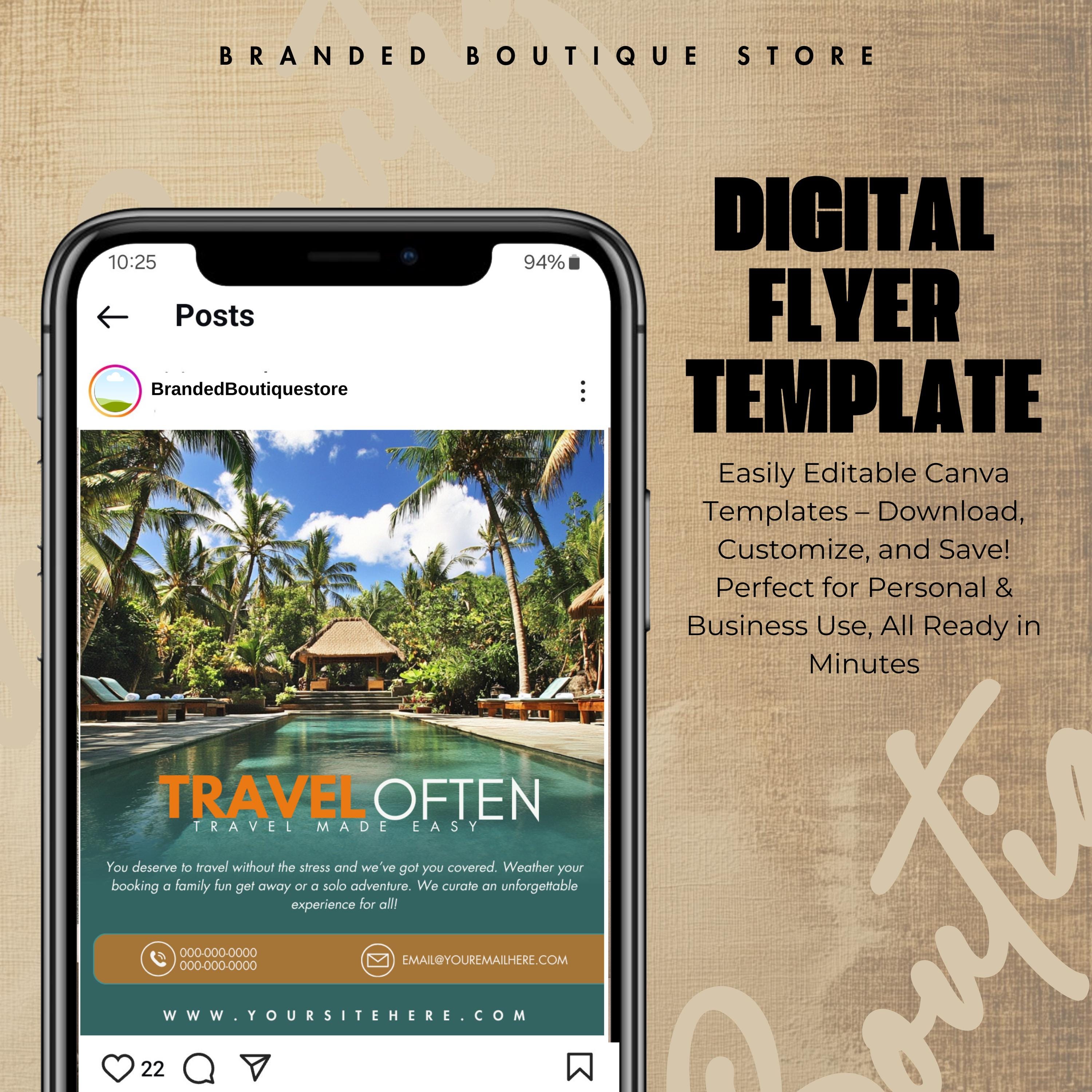 Travel Deal Flyer, Travel Agent Template, Marketing Template, Beach ...