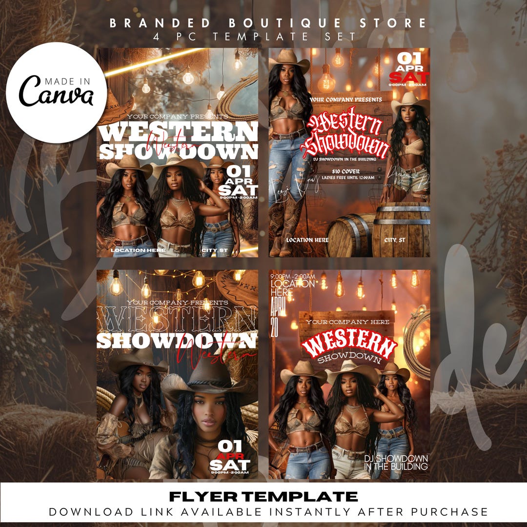 Boots on the Ground Flyer, Western Party Flyer, Wild West Party Invite ...