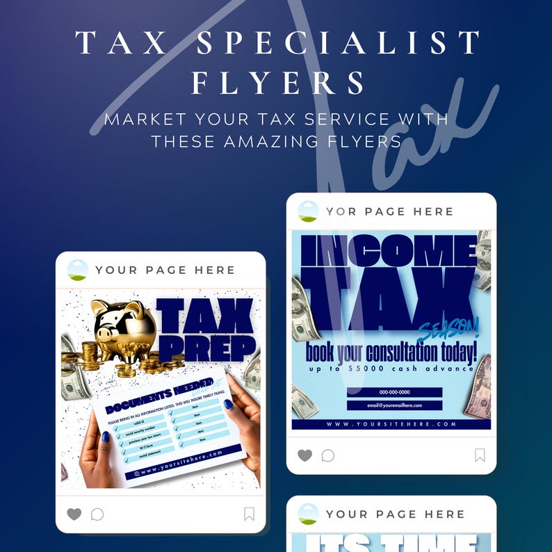 Tax Flyers, Tax Time Flyers, Tax Informational Post, Tax Bundle Flyers ...