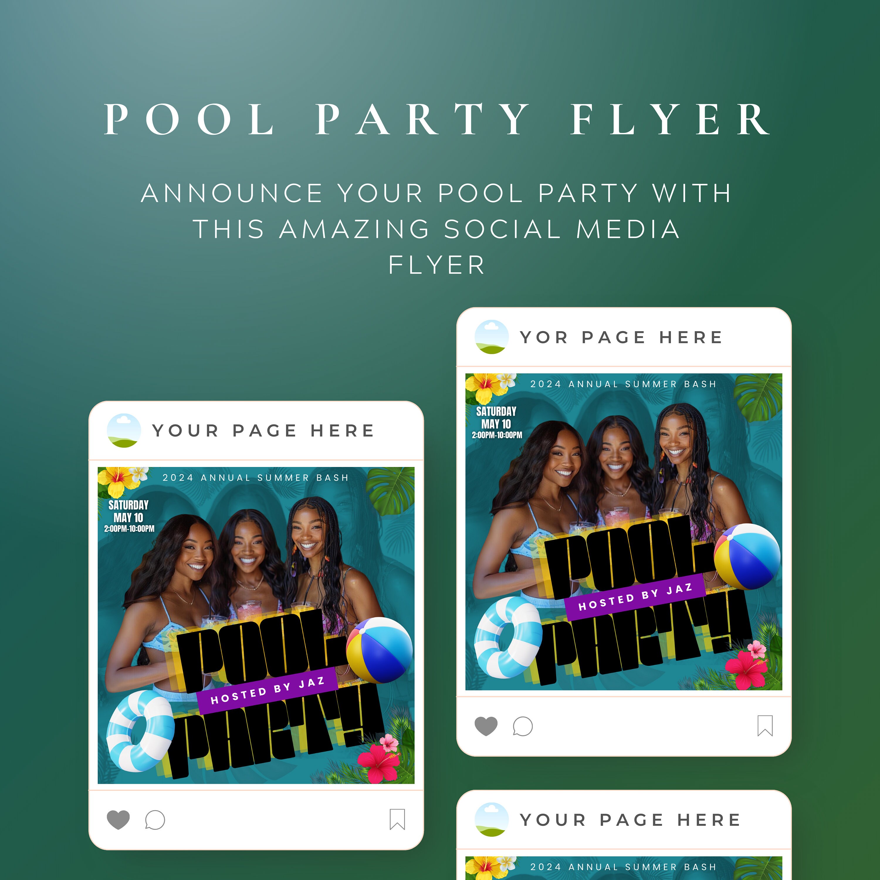 Pool Party Flyer, Pool Party Social Media Post, Pool Party Announcement ...