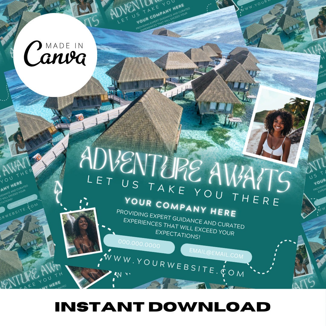 Travel Deal Flyer, Travel Agent Template, Marketing Template, Beach ...