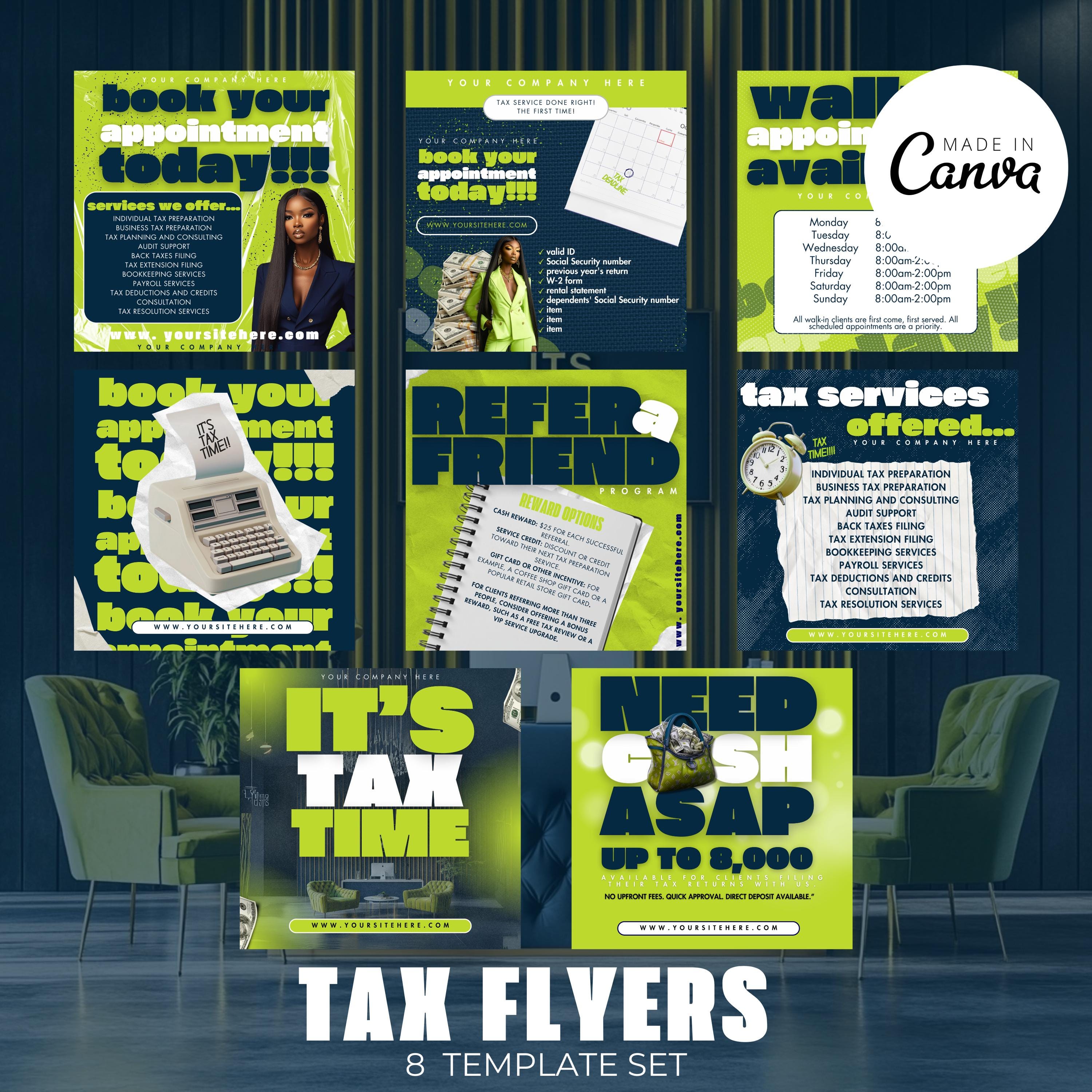 Tax Flyers, Tax Time Flyers, Tax Informational Post, Tax Bundle Flyers ...