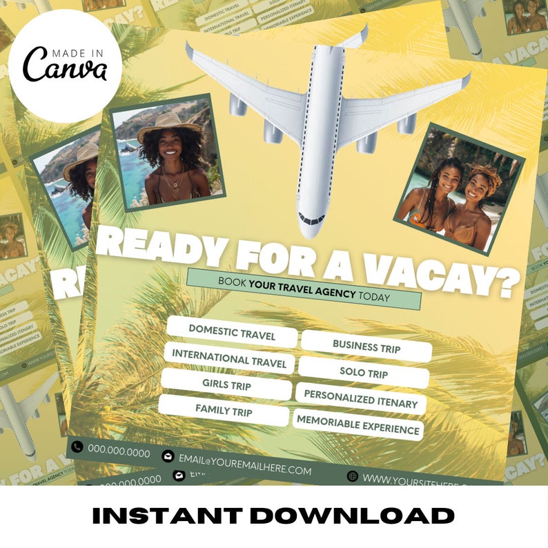 Travel Deal Flyer, Travel Agent Template, Marketing Template, Beach ...