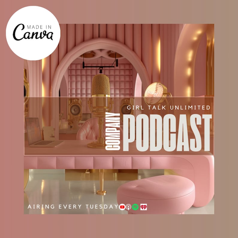 Podcast Social Media Post Template, Pink Podcast Flyer, DIY Template ...