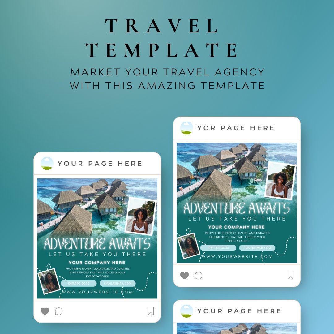 Travel Deal Flyer, Travel Agent Template, Marketing Template, Beach ...