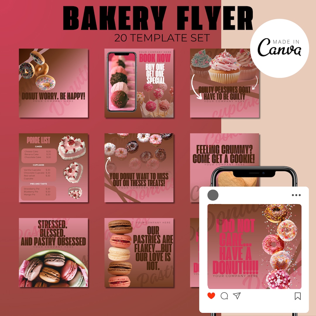 Bakery Template 20 Flyers, Book Now Flyer, Bakery Template, Social ...