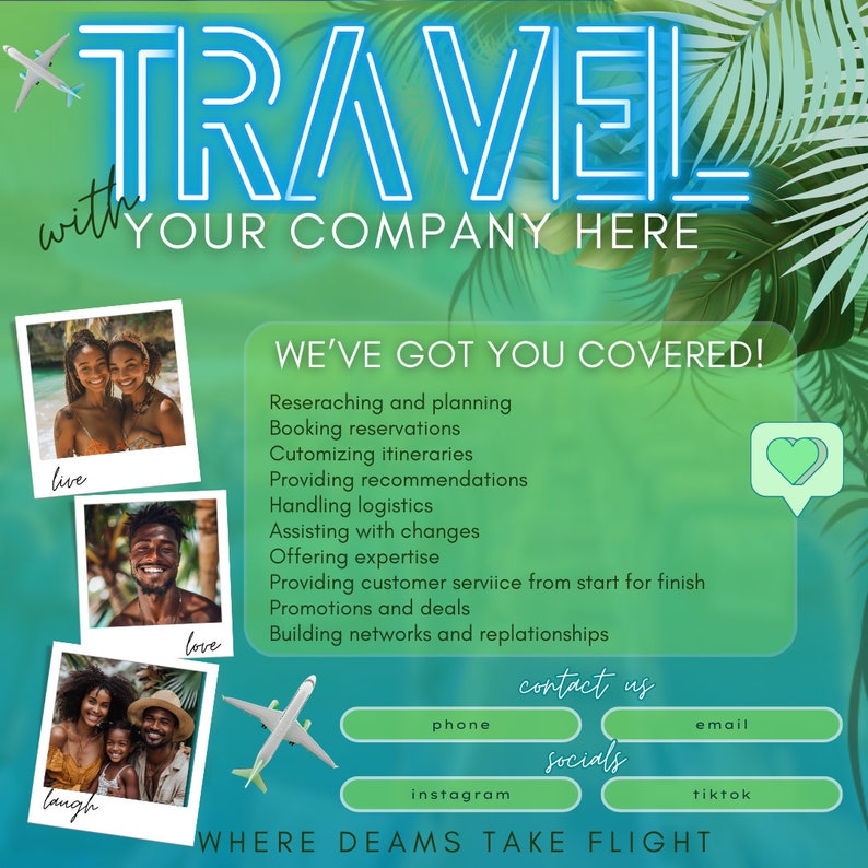 Travel Deal Flyer, Travel Agent Template, Marketing Template, Beach ...