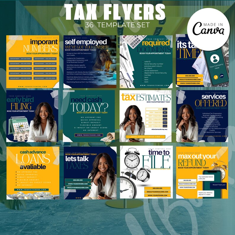 Tax Flyers, Tax Time Flyers, Tax Informational Post, Tax Bundle Flyers ...