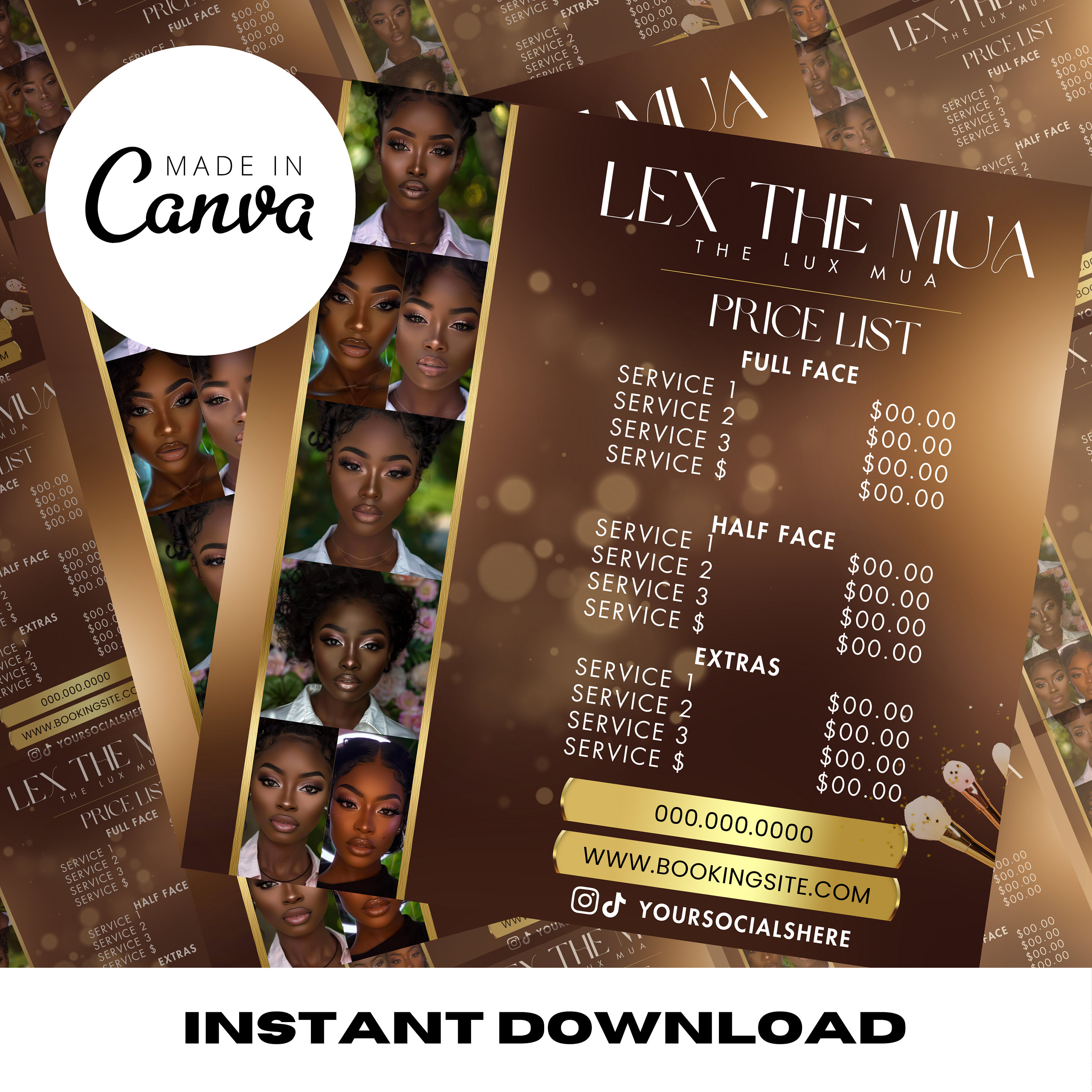 Makeup Price List Flyer, MUA Price List, MUA, Canva Template, DIY ...