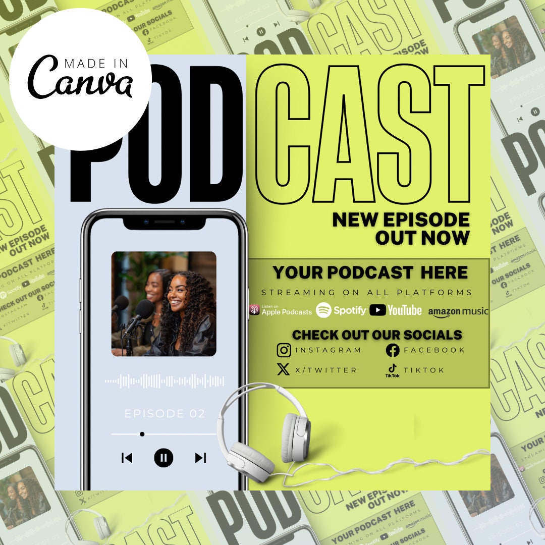 Podcast Social Media Post Template, Podcast Flyer, DIY Template, Canva ...