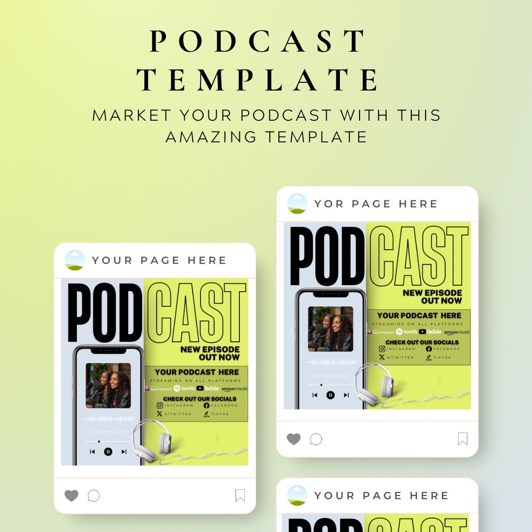 Podcast Social Media Post Template, Podcast Flyer, DIY Template, Canva ...