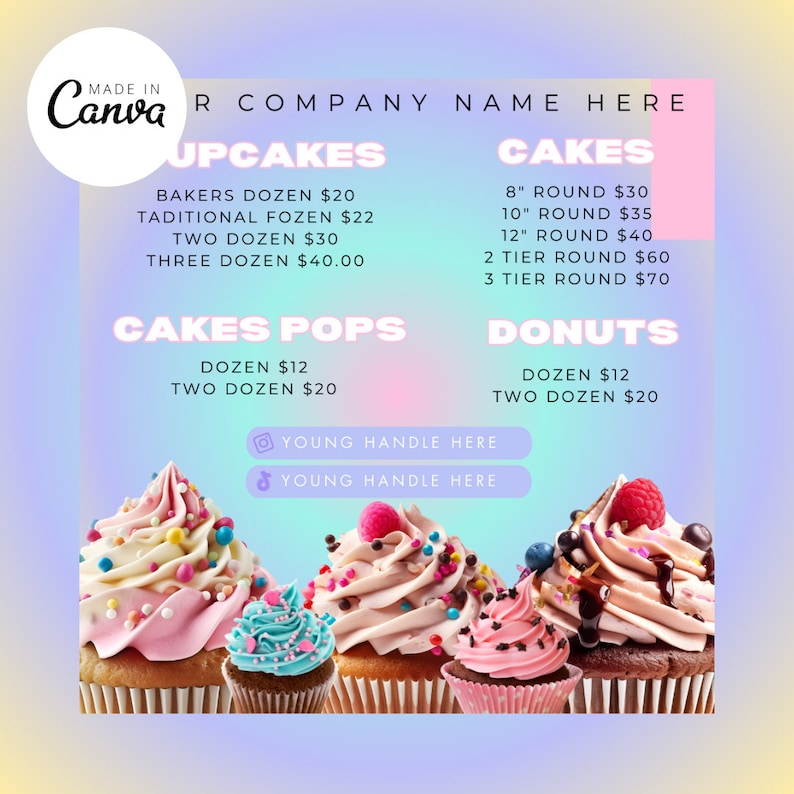 Bakery Price List Template, Price List Flyer, Bakery Template, Social ...