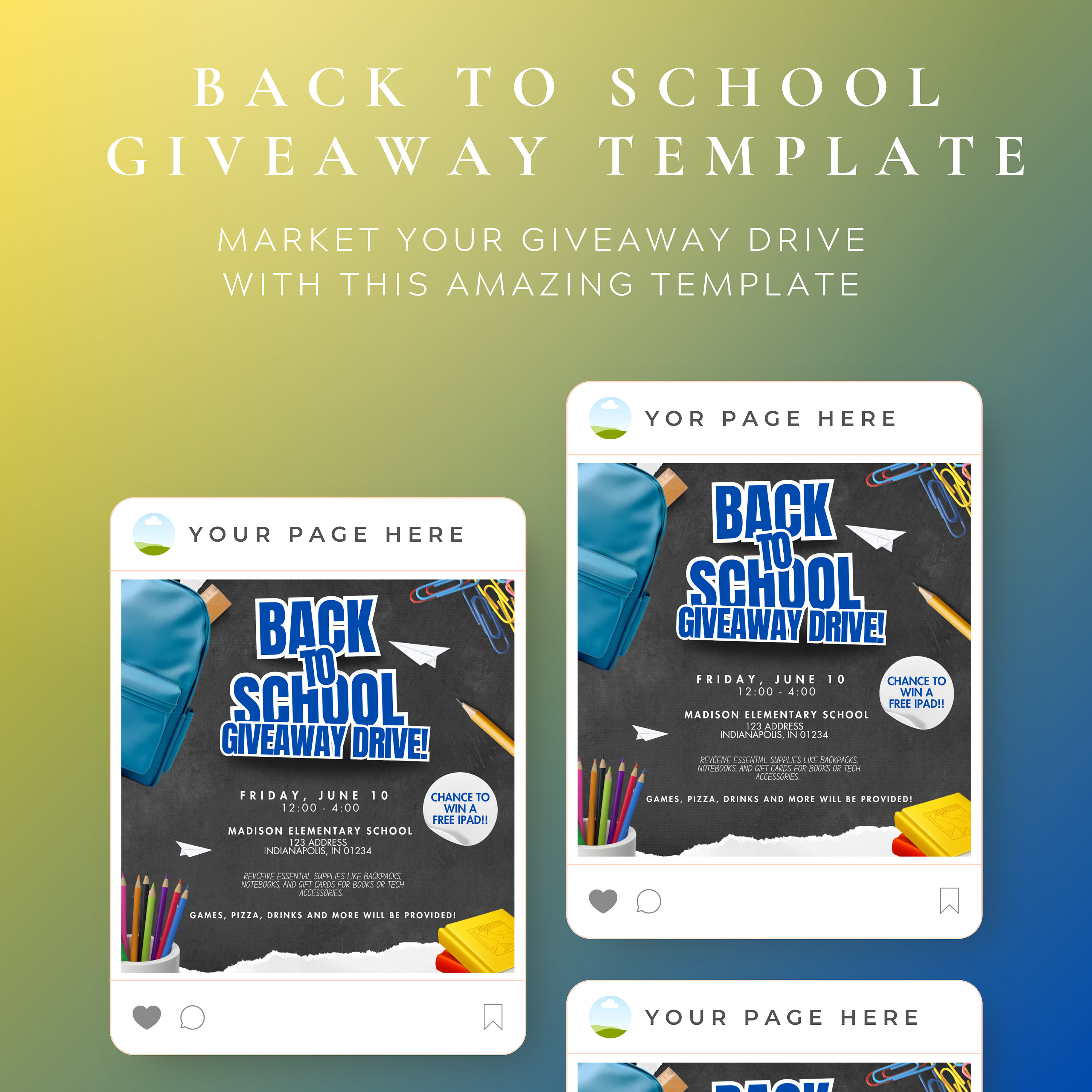 Back to School Giveaway Flyer, Back to School Giveaway Templated, DIY ...