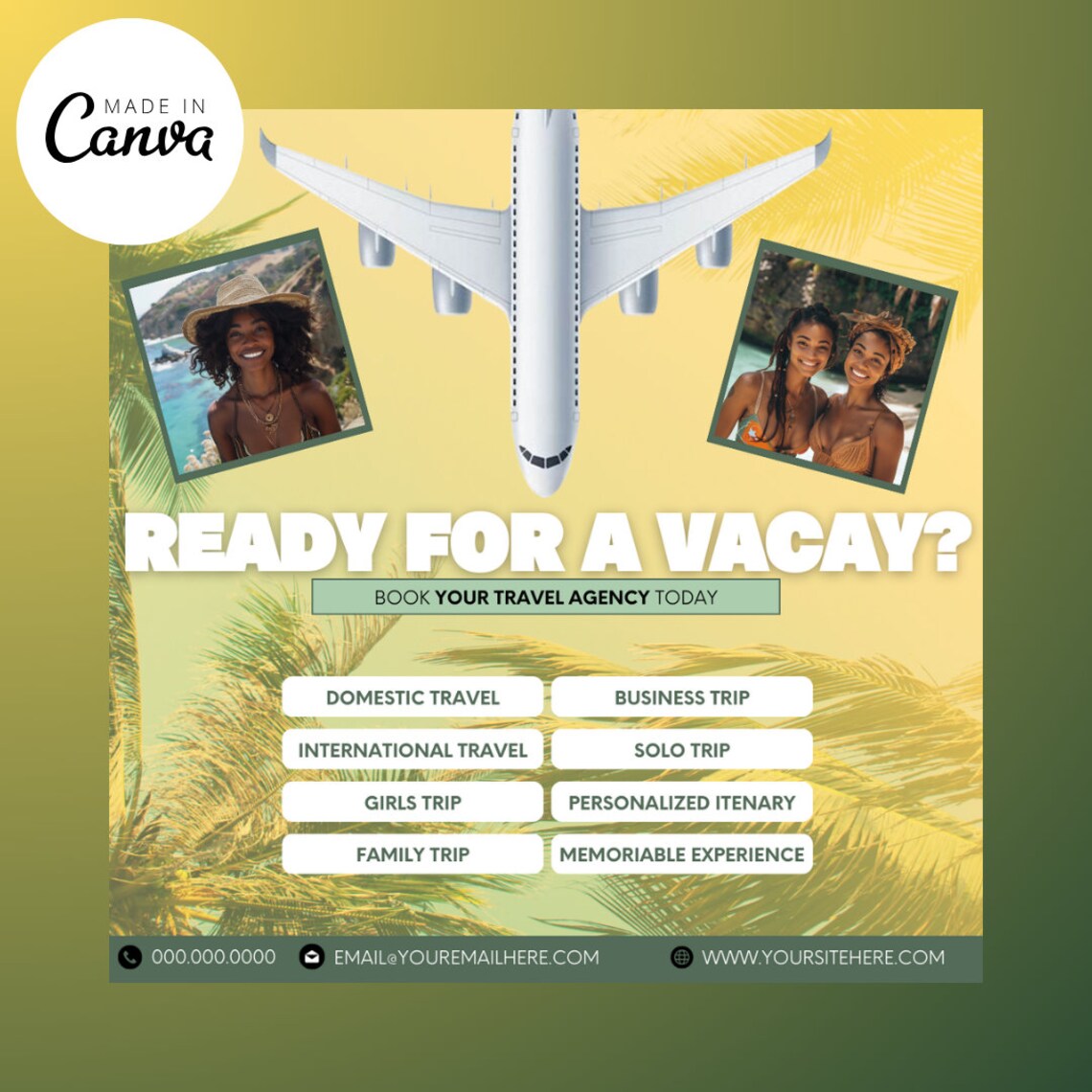 Travel Deal Flyer, Travel Agent Template, Marketing Template, Beach ...
