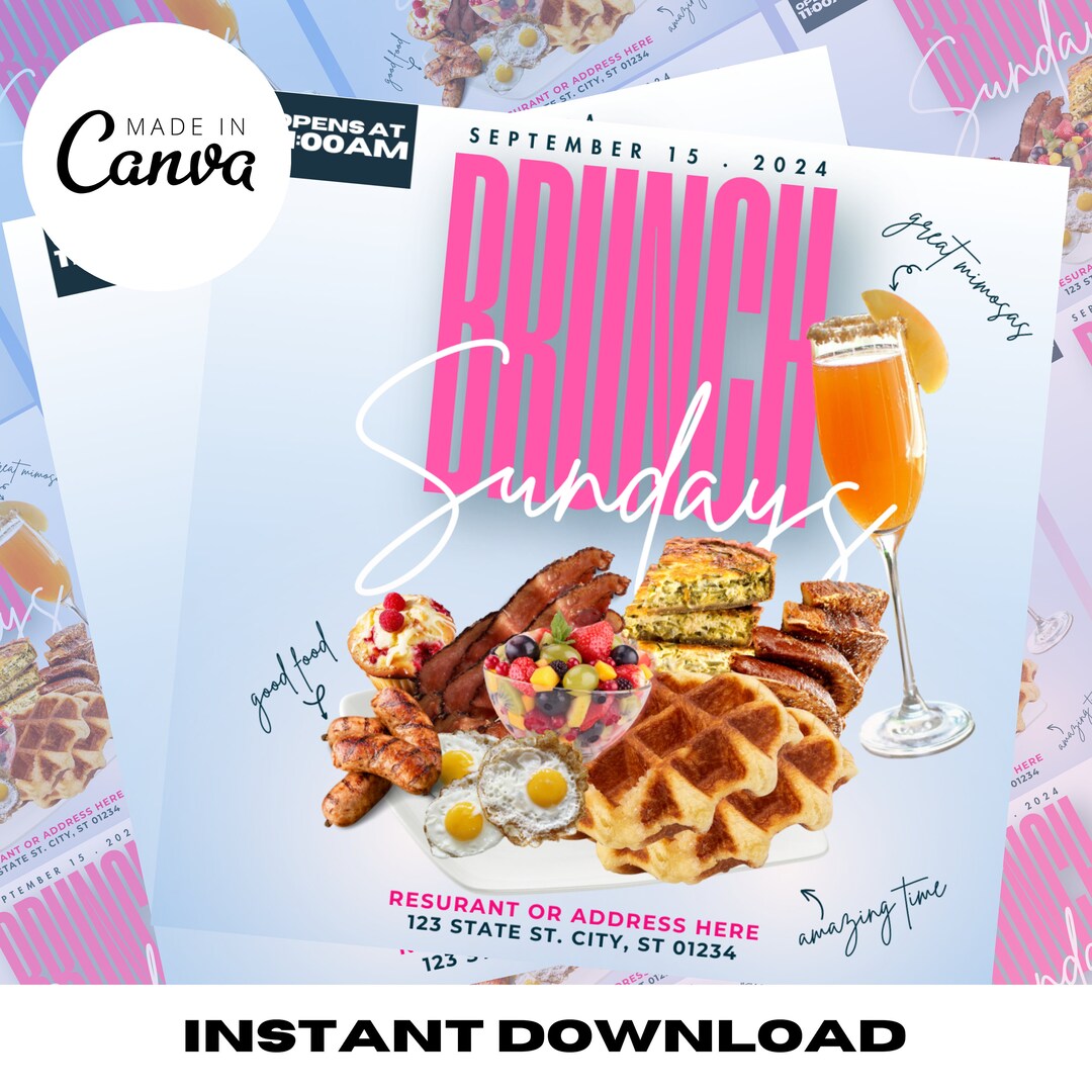 Sunday Brunch Flyer, Brunch Invite, Sunday Brunch Social Media Post ...