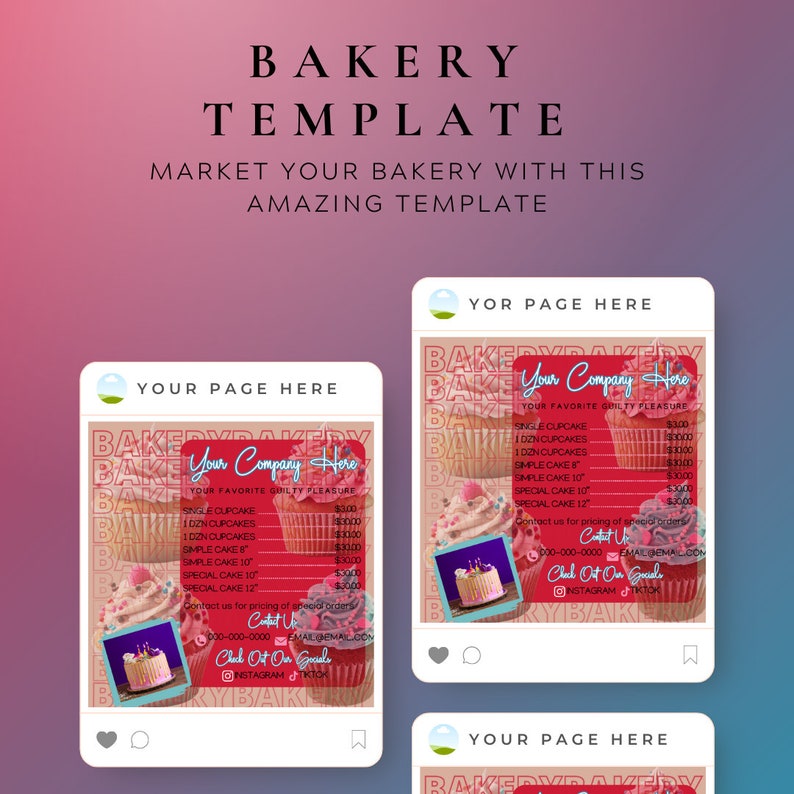 Bakery Price List Template, Price List Flyer, Bakery Template, Social ...
