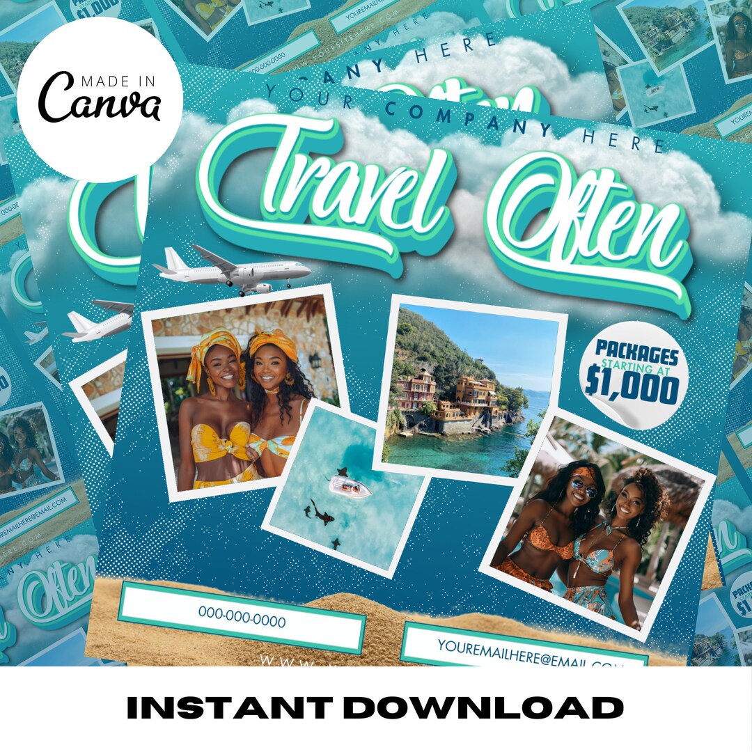 Travel Deal Flyer, Travel Agent Template, Marketing Template, Beach ...