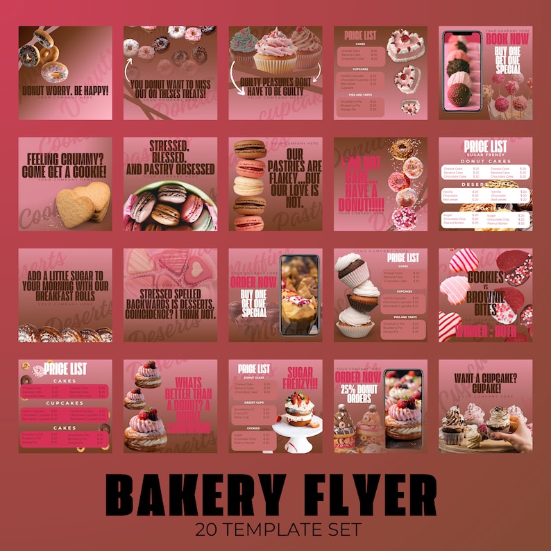Bakery Template 20 Flyers, Book Now Flyer, Bakery Template, Social ...
