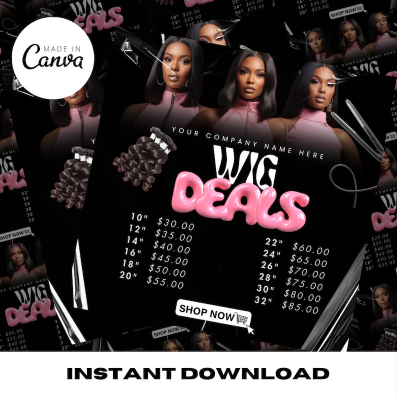 Wig Deal Template, Canva Template, DIY Template, Social Media Post ...