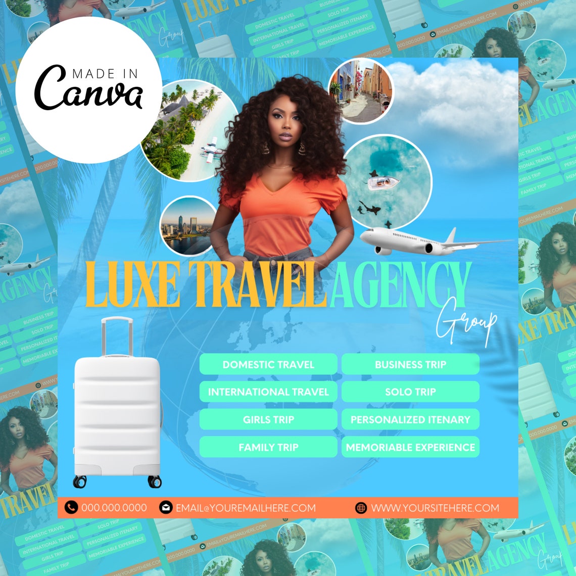 Travel Deal Flyer, Travel Agent Template, Marketing Template, Beach ...