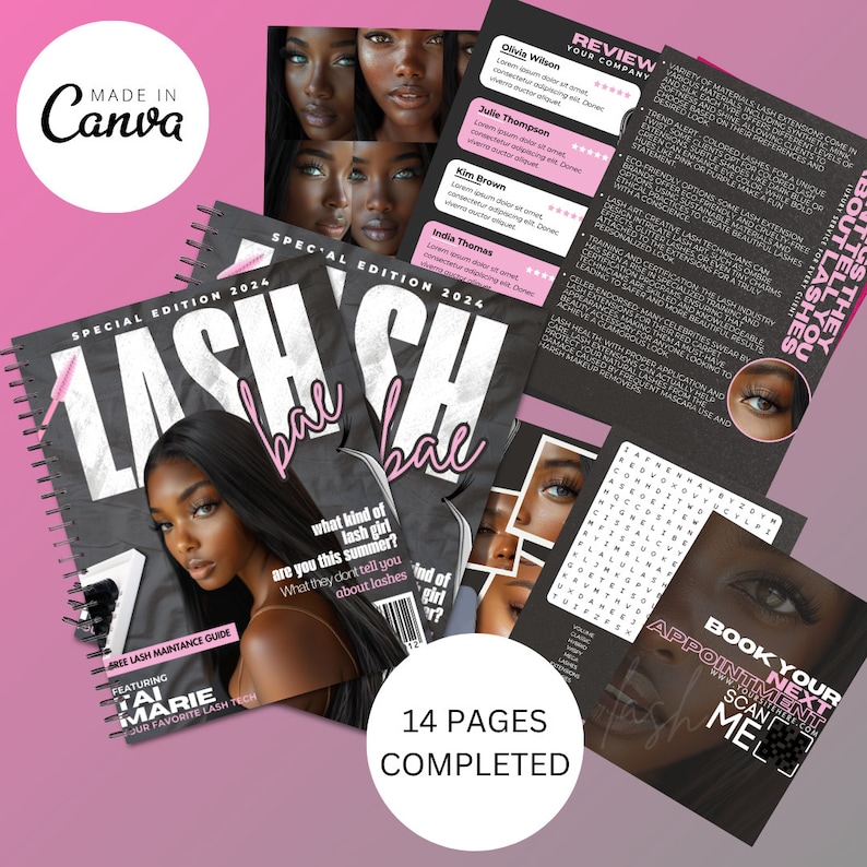 Magazine Template, 14 Page Magazine Template, Canva Template, Hair ...