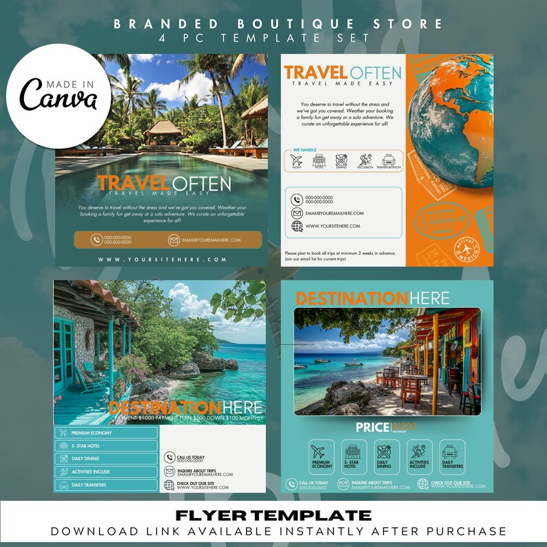 Travel Deal Flyer, Travel Agent Template, Marketing Template, Beach ...