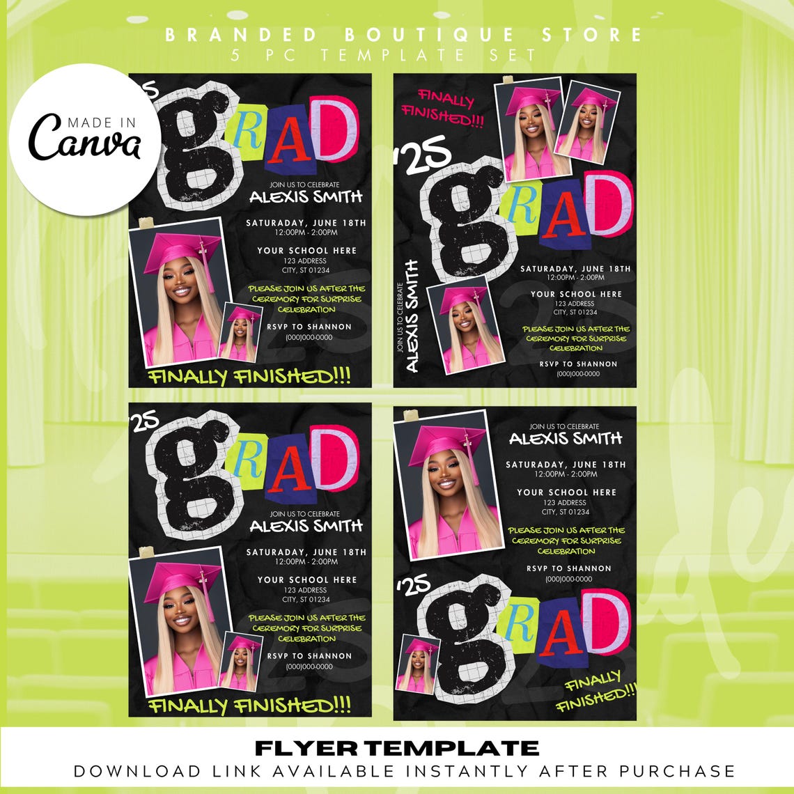 Graduation Invitation, DIY Graduation Flyer, Canva Template, Graduation ...