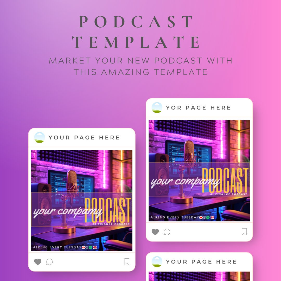 Podcast Social Media Post Template, Pink Podcast Flyer, DIY Template ...
