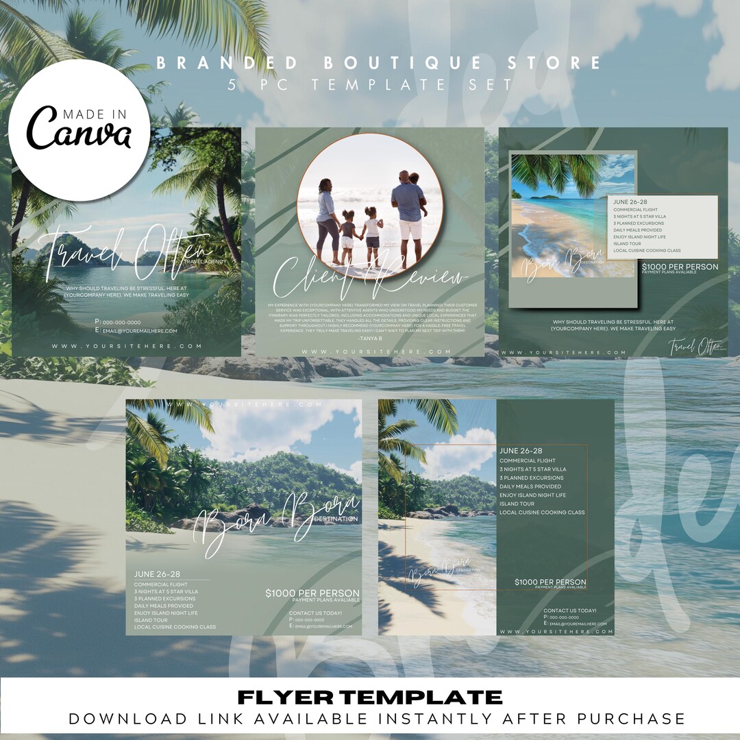 Travel Deal Flyer, Travel Agent Template, Marketing Template, Beach ...