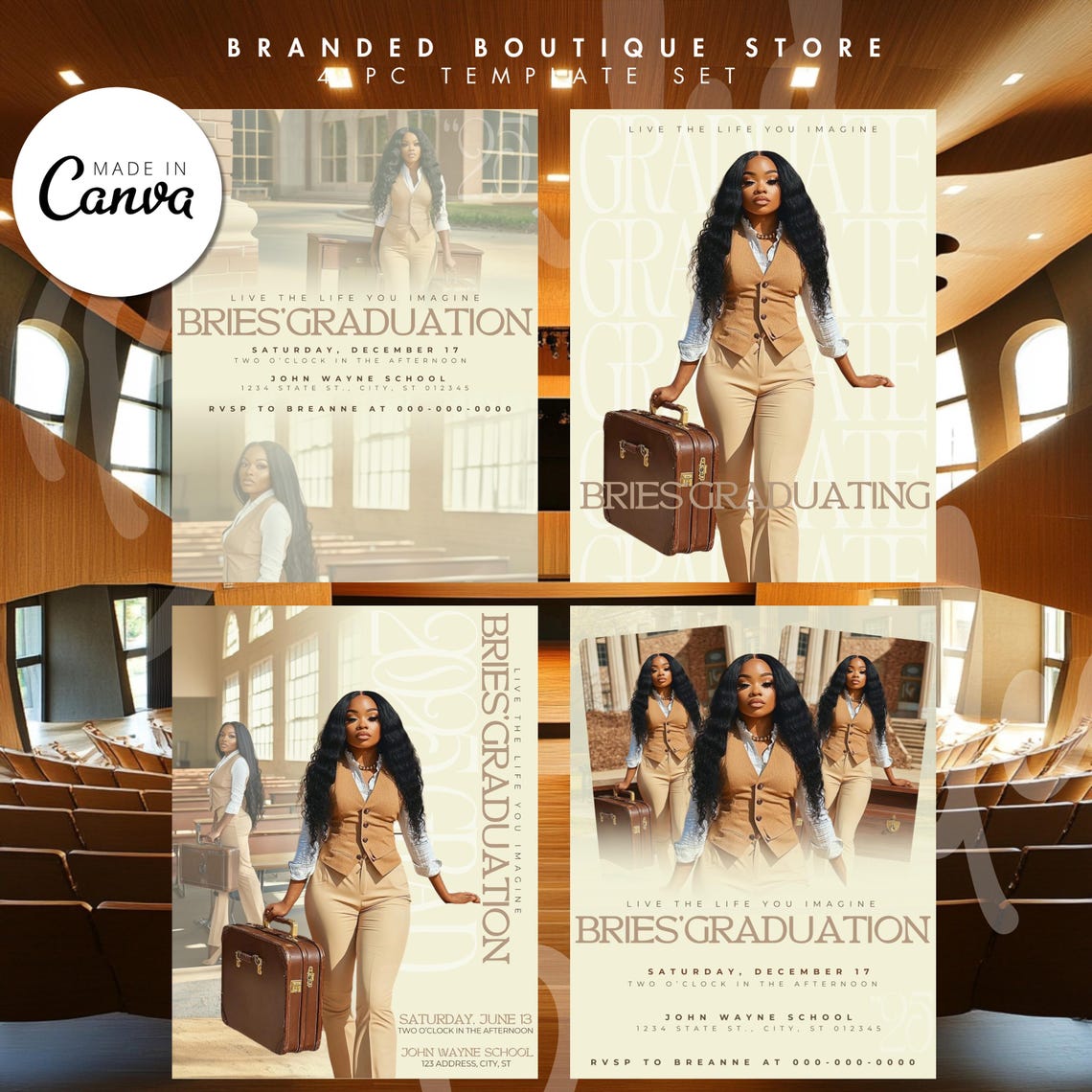 Graduation Invitation, DIY Graduation Flyer, Canva Template, Graduation ...