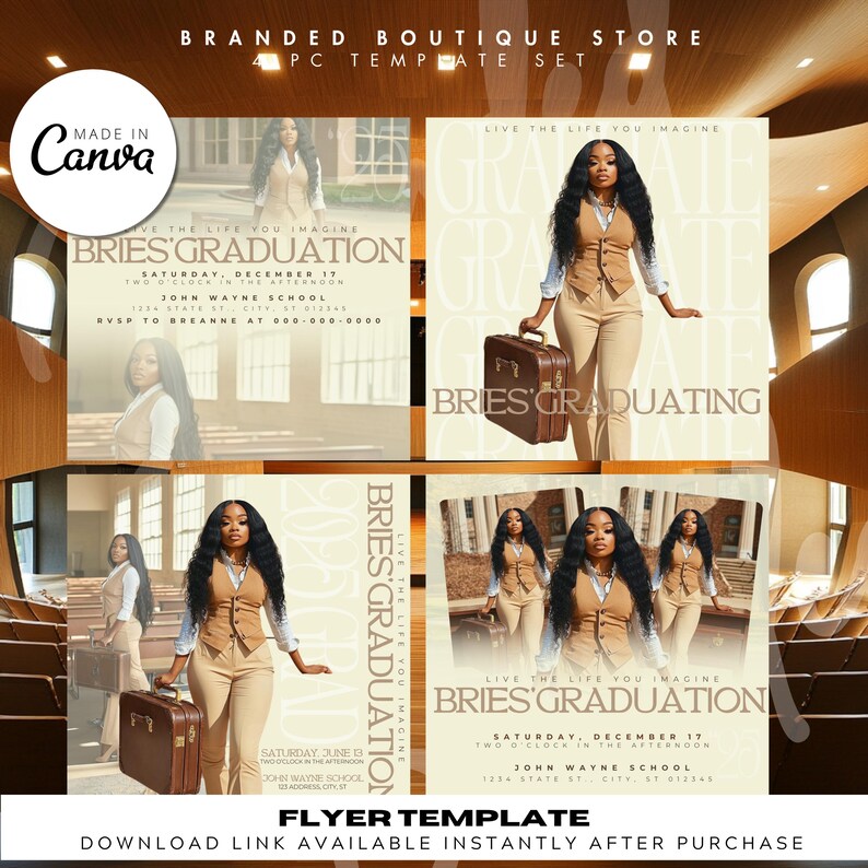 Graduation Invitation, DIY Graduation Flyer, Canva Template, Graduation ...