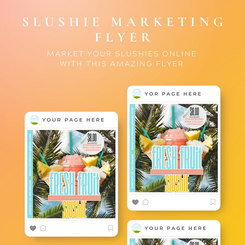 Slushie Marketing Flyer, Fresh Fruit Smoothie Social Media Template ...