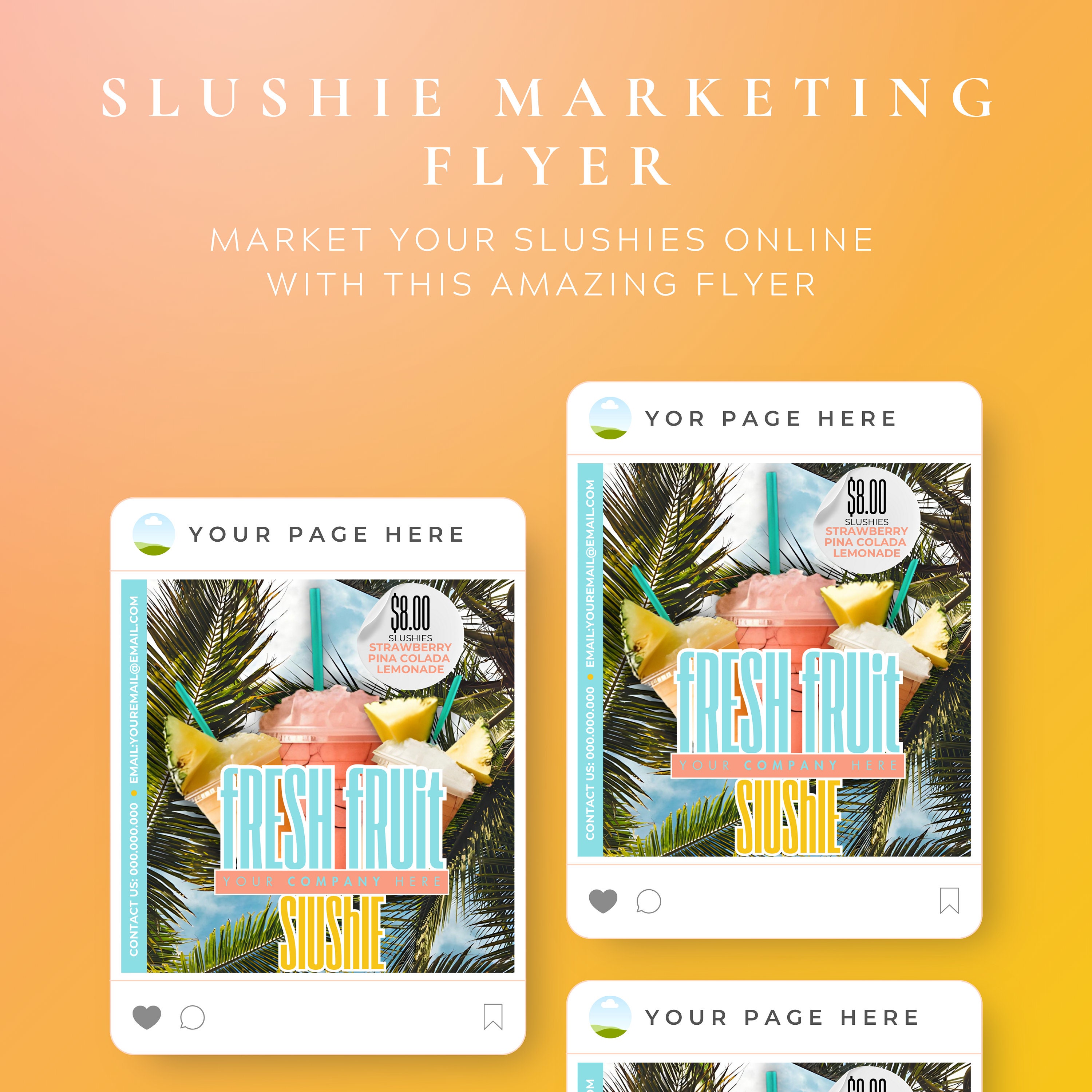 Slushie Marketing Flyer, Fresh Fruit Smoothie Social Media Template ...