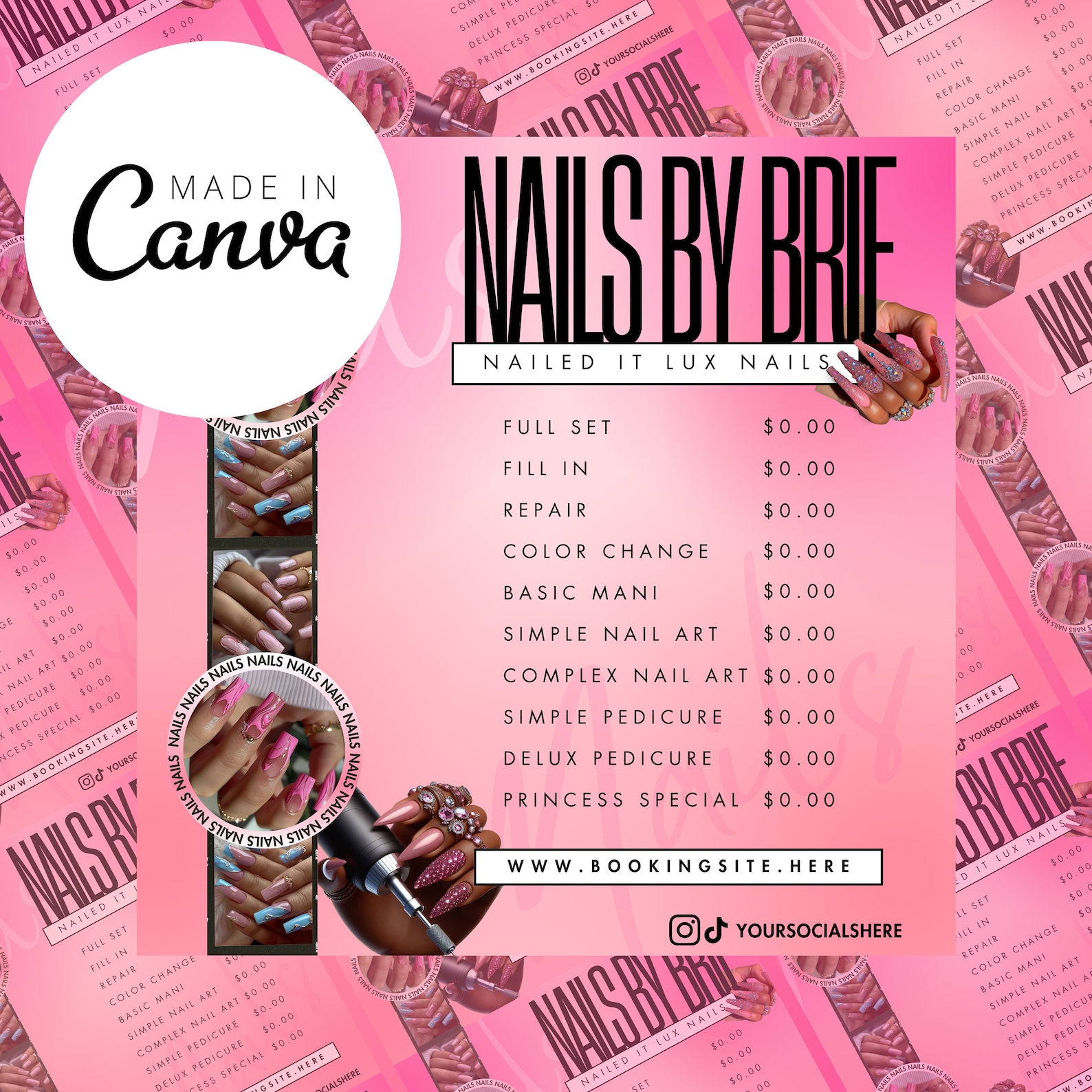 Nail Technician Price List, Nail Tech Price List, Nail Tech, Canva ...
