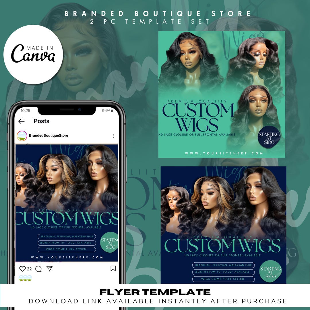 Custom Wig Flyer, Custom Wig Template, Canva Template, DIY Template ...