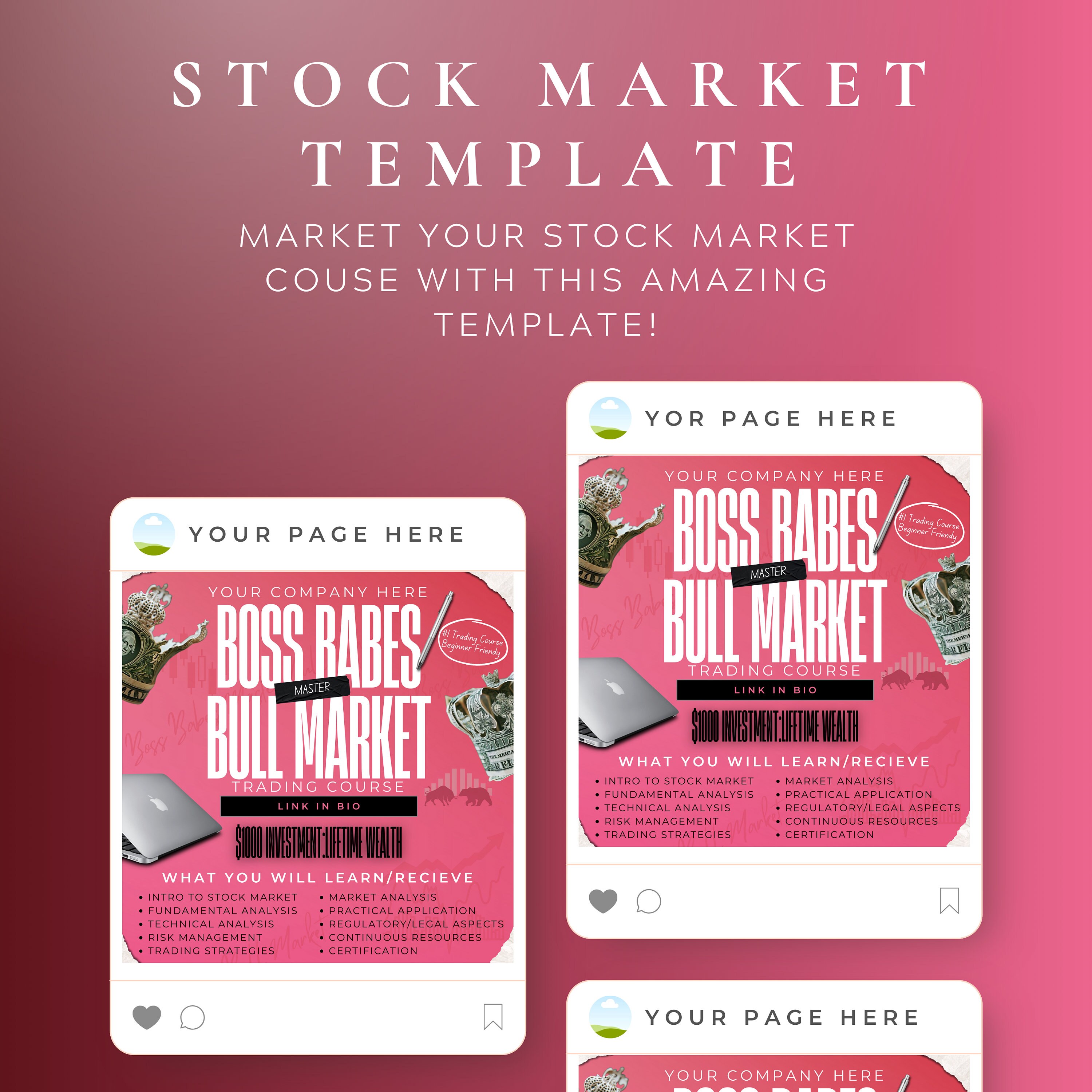 Stock Market Webinar Flyer, Social Media Post, Webinar Template, Canva ...