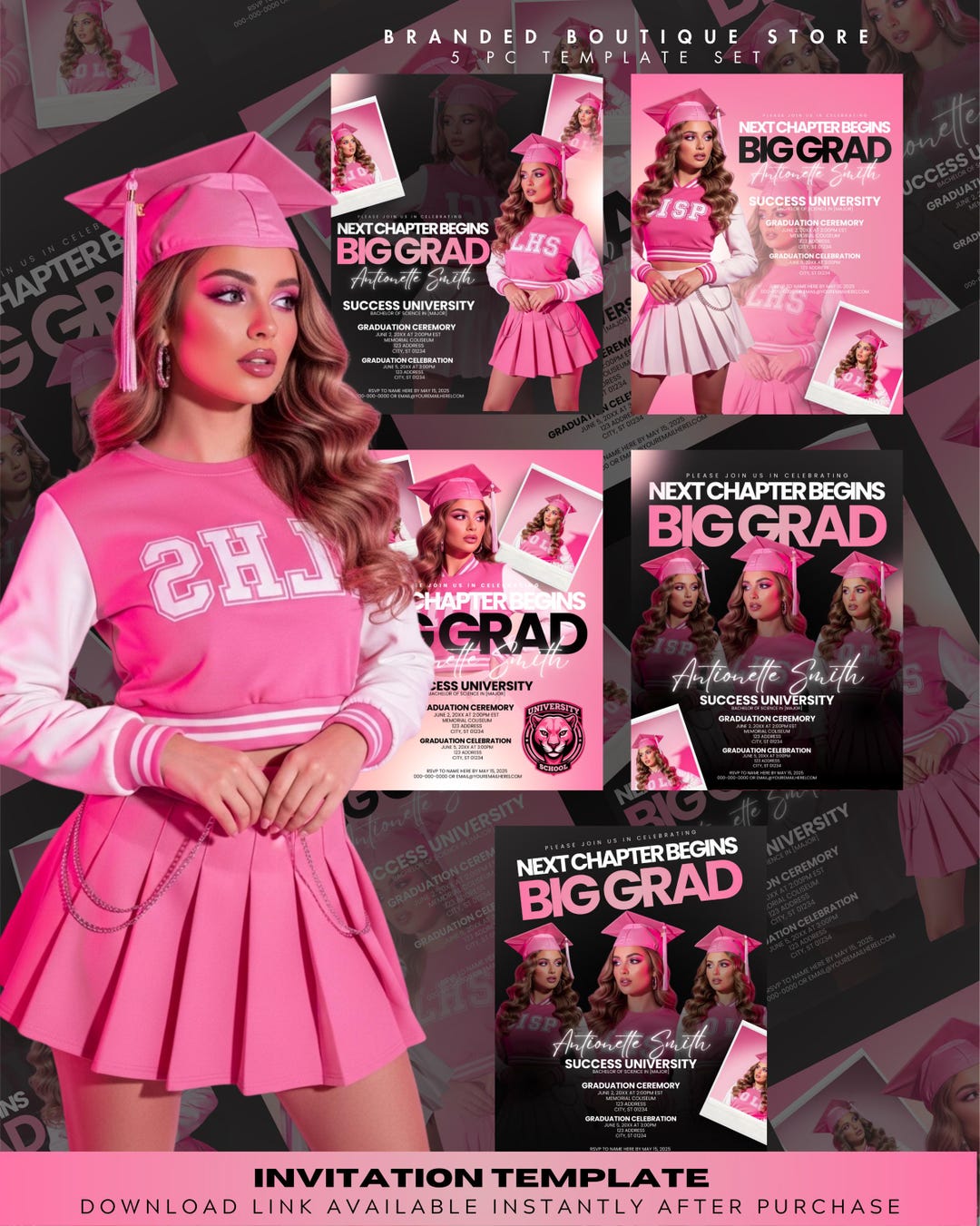 Graduation Invitation, DIY Graduation Flyer, Canva Template, Graduation ...