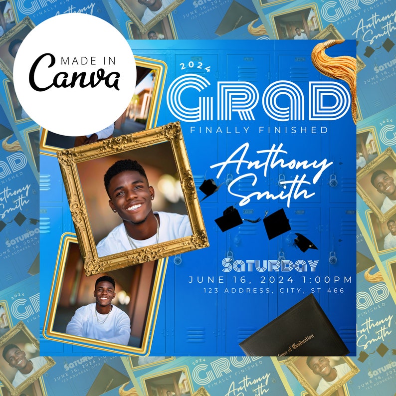 Graduation Invitation, DIY Graduation Flyer, Canva Template, Graduation ...