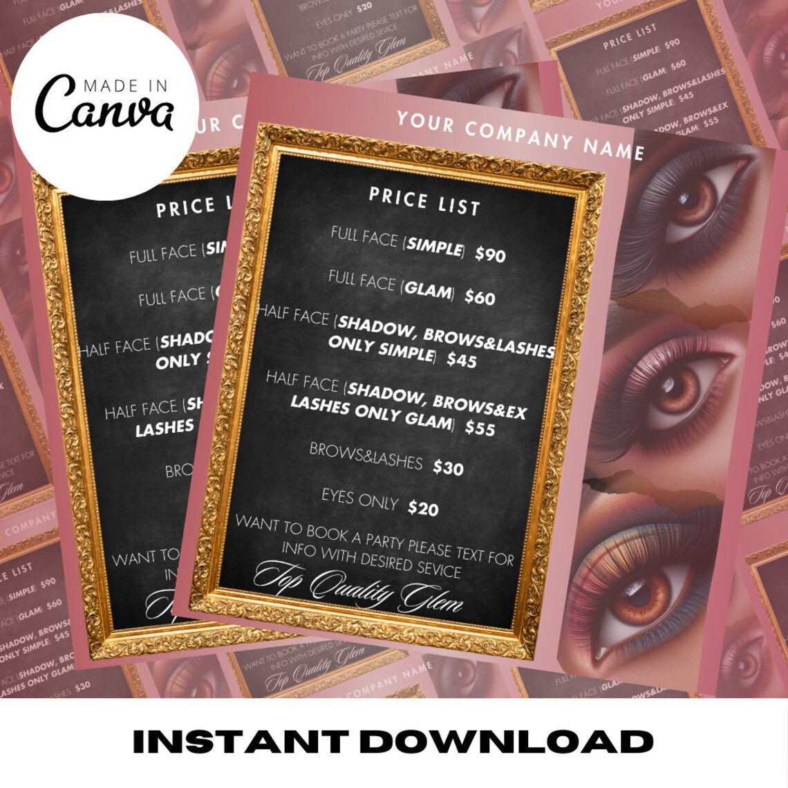 Makeup Price List Flyer, MUA Price List, MUA, Canva Template, DIY ...