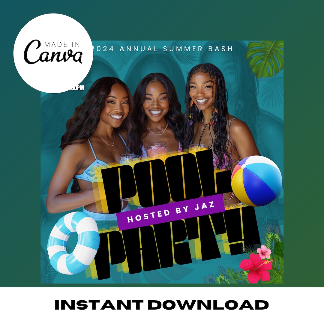 Pool Party Flyer, Pool Party Social Media Post, Pool Party Announcement ...