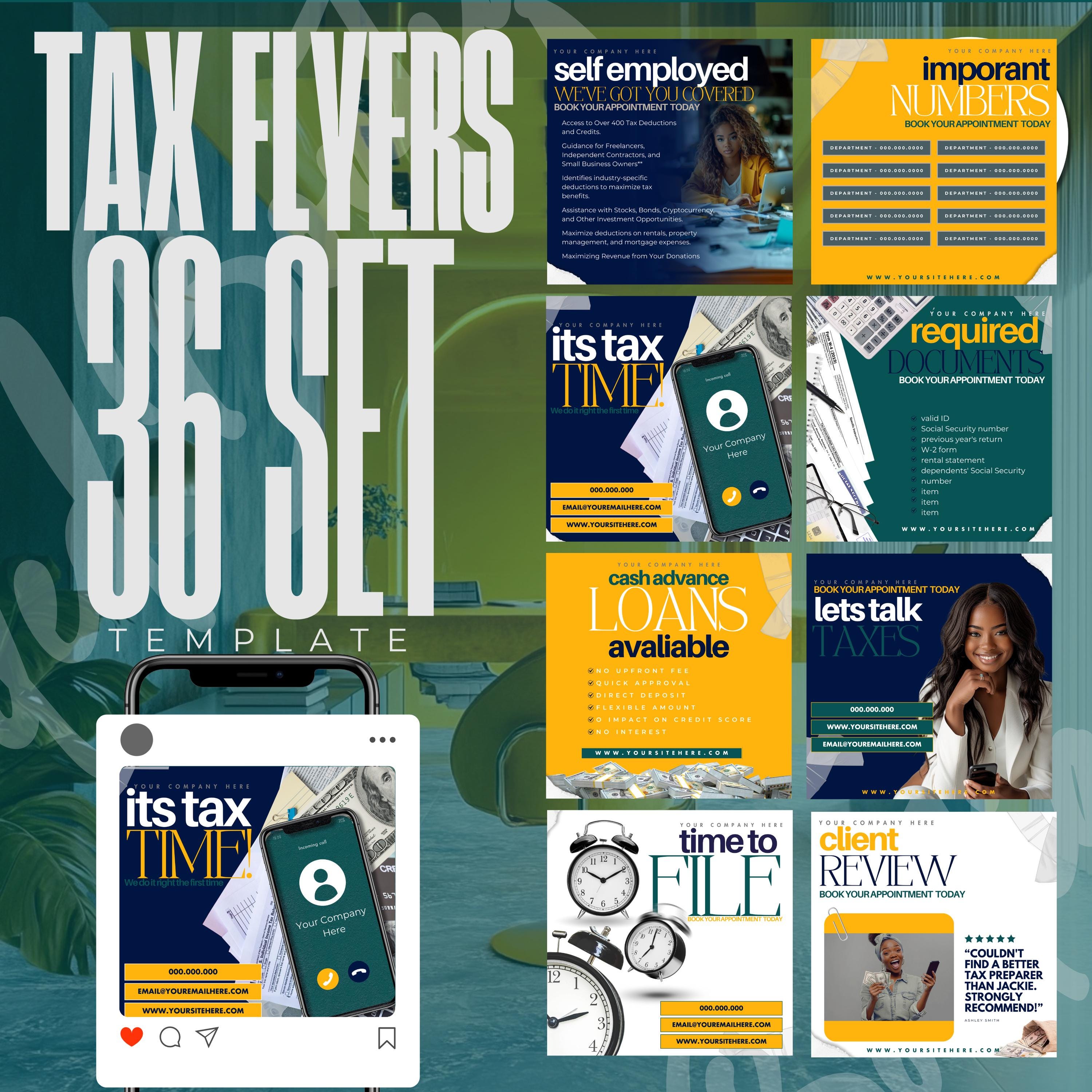 Tax Flyers, Tax Time Flyers, Tax Informational Post, Tax Bundle Flyers ...