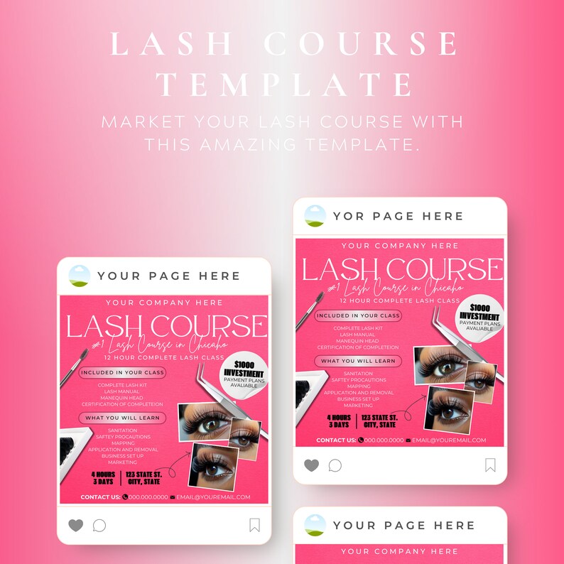 Lash Class Flyer, Lash DIY Template, Lash Canva Template, MUA Template ...