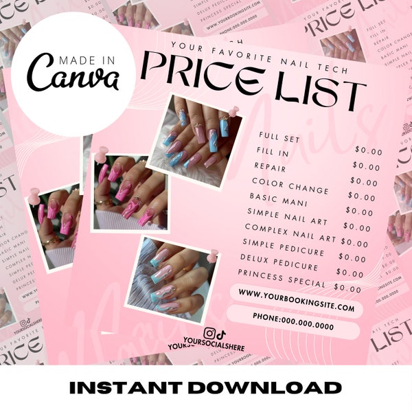 Canva Nail Tech Price List - Etsy