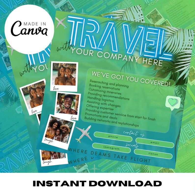 Travel Deal Flyer, Travel Agent Template, Marketing Template, Beach ...