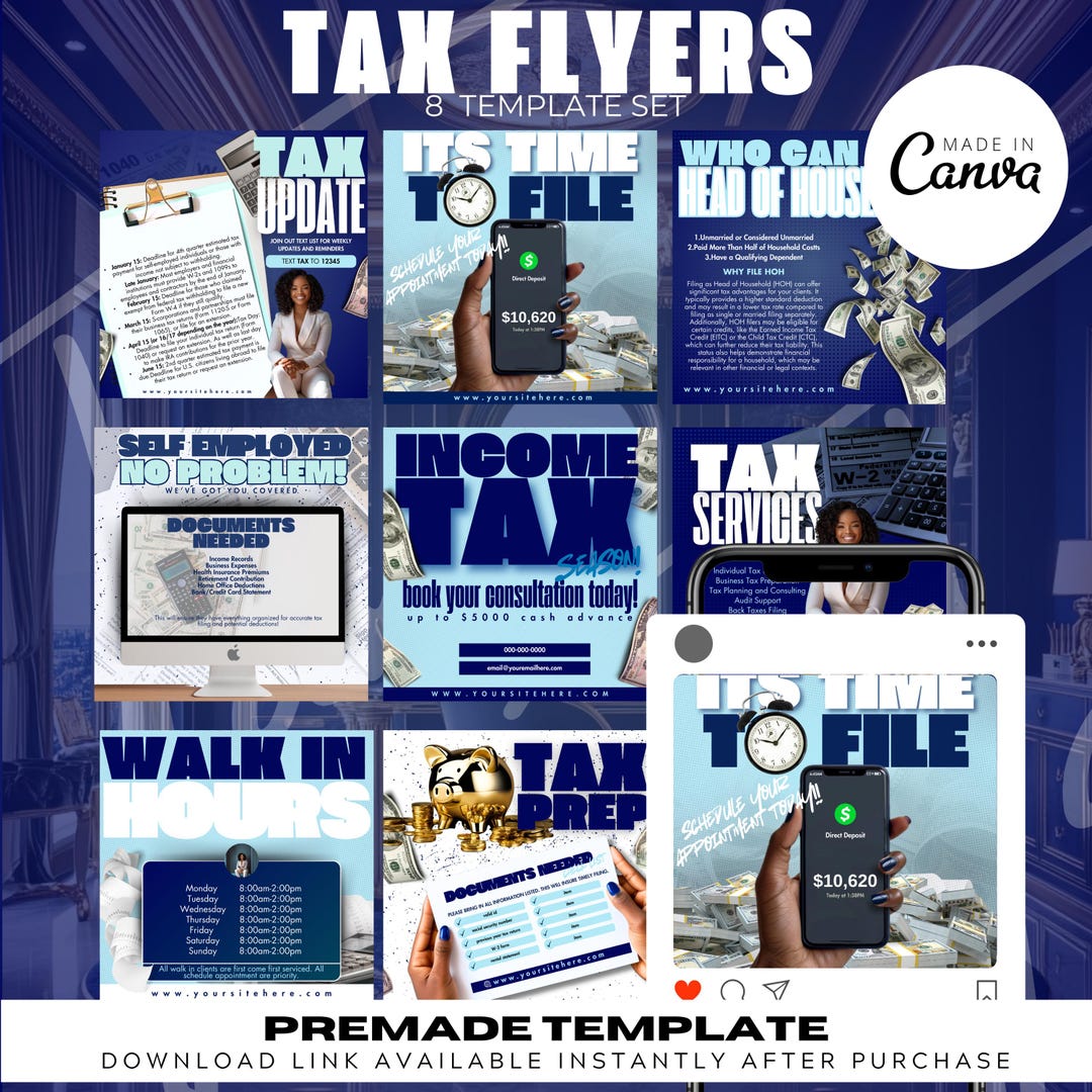 Tax Flyers, Tax Time Flyers, Tax Informational Post, Tax Bundle Flyers, Tax Professional ...