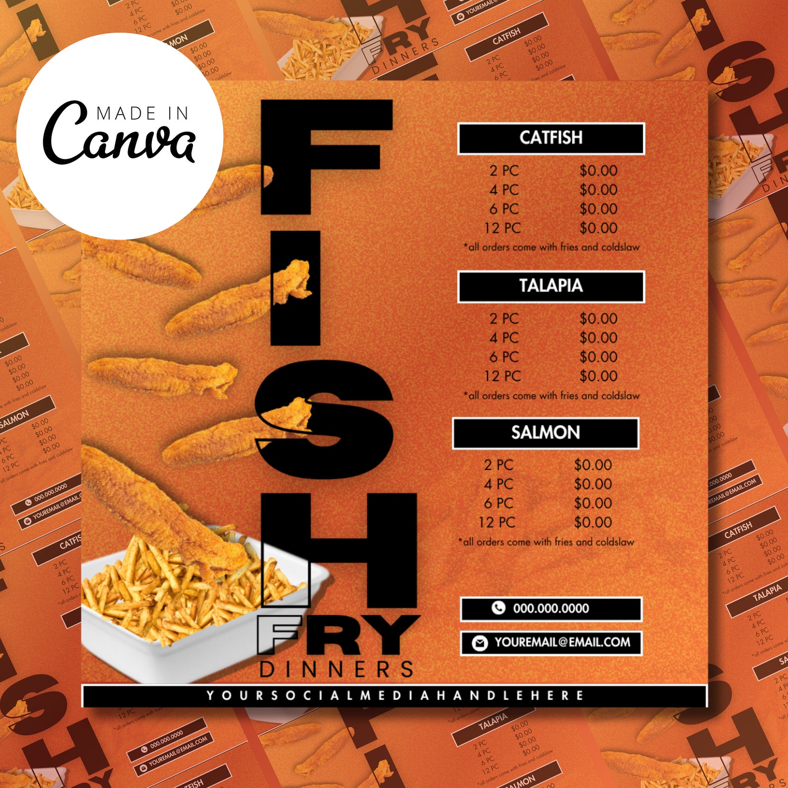 Fish Dry Dinner Flyer, Dinner Flyer, DIY Flyer, Canva Flyer, Instant ...