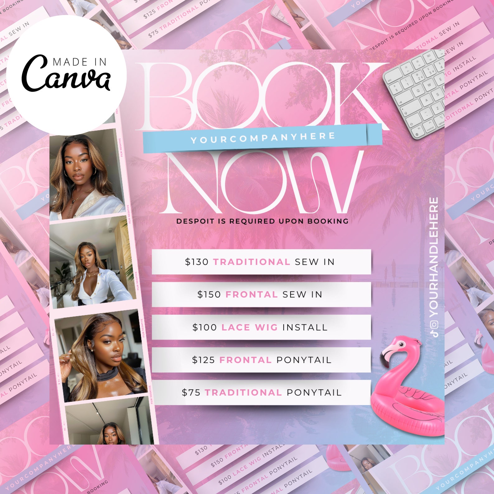 Book Now Flyer, Digital Flyer, DIY Flyers, Book Now Template, Canva ...