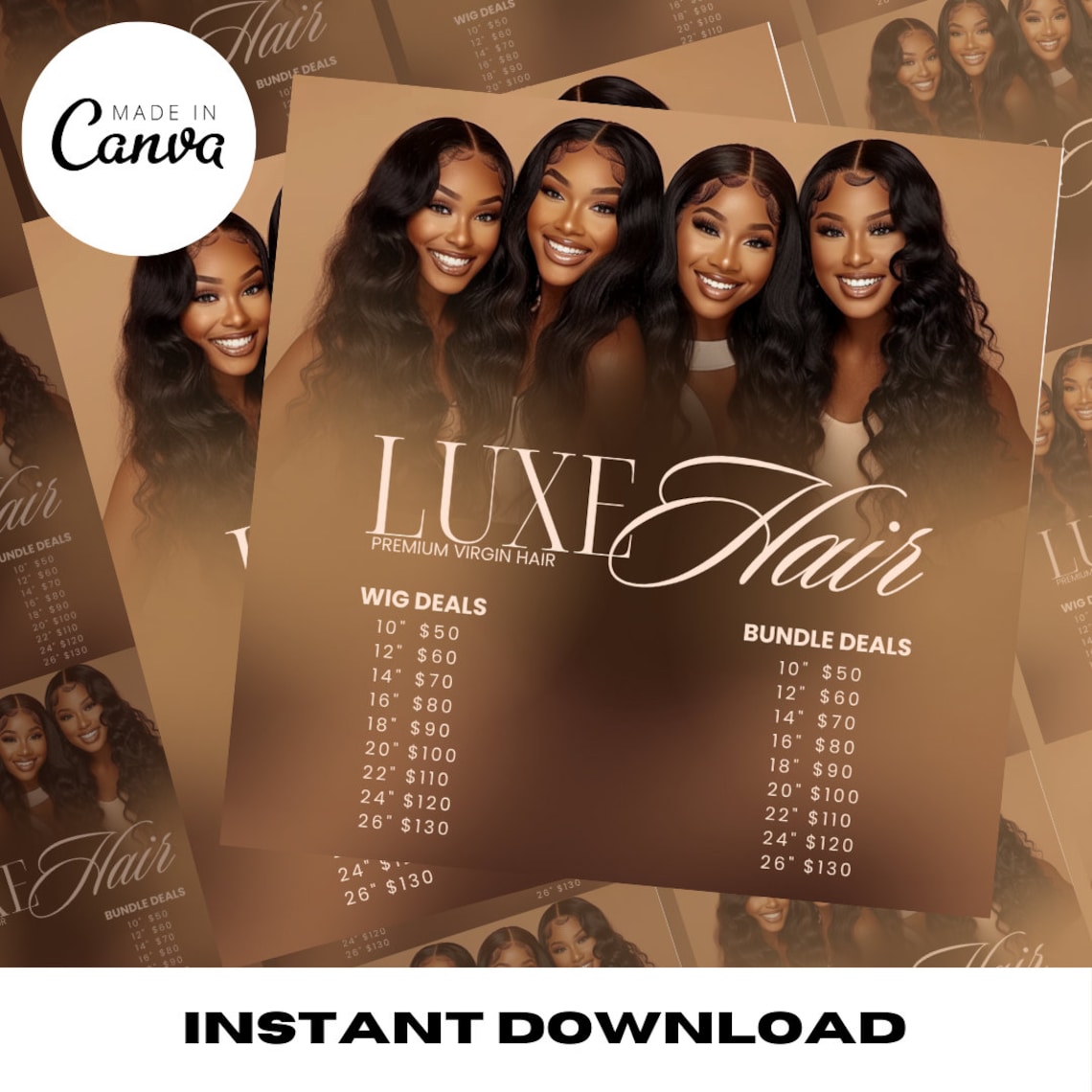 Brown Bundle Deal Price List, Hair Weave Price List, Bundle Flyer ...